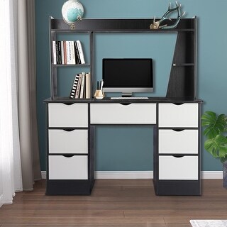 Computer Workstation With Storage Bookcase - Bed Bath & Beyond - 35264019