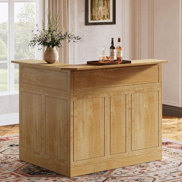 corner bar unit oak