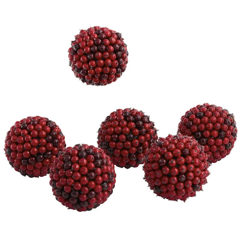 5" Red Berry Ball (Set of 6) - Overstock - 36832082