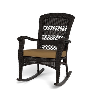 Outsunny Outdoor Wicker Rocking Chair Set of 2 with Wide Seat, Thick ...