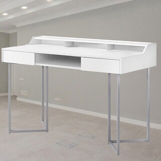 Stylish 48" MDF Computer Desk with Storage Drawers, Open Shelves, and ...