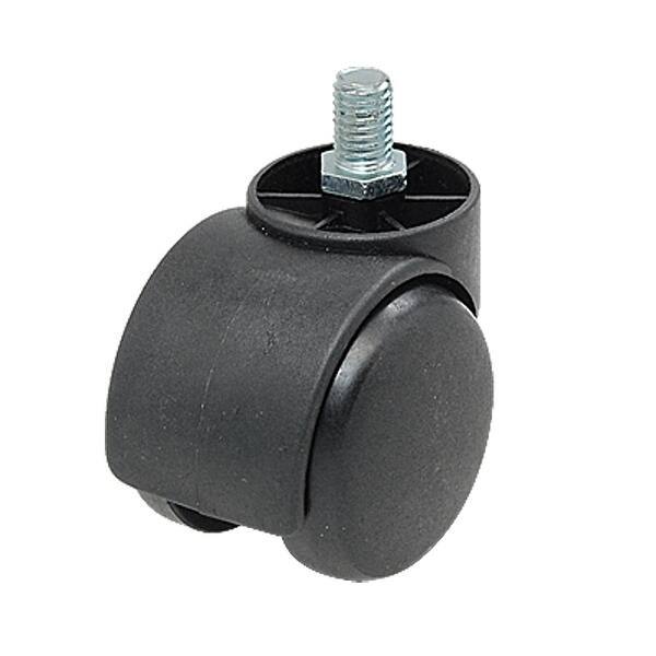 Twin-wheel Black Rack Caster w M10 Coarse Thread Stem Connector - M10 x ...