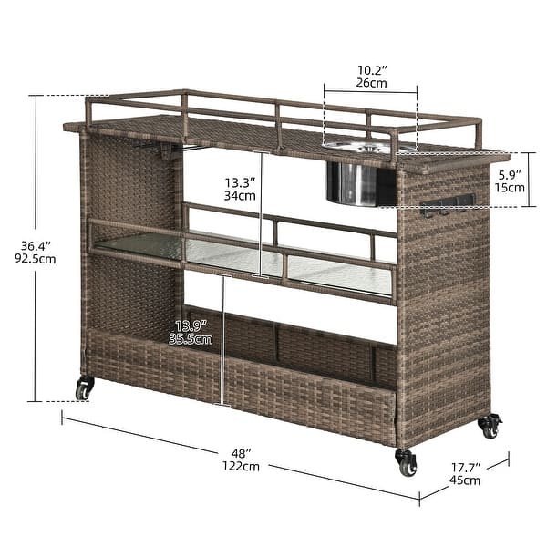 Moasis Outdoor Wicker Bar Cart with Ice Bucket and Wheels - Bed Bath ...