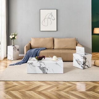 Modern 3-Piece MDF Coffee Table Set with Marble Patterns - Bed Bath ...