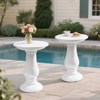 16 in. Magnesium Oxide Outdoor/Indoor Round Side Tables (Set of 2 ...