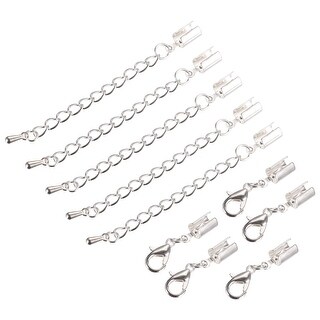 10Sets Fold Over Cord Ends with Lobster Claw Clasps & Extender Chain ...