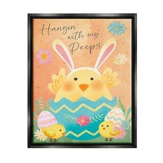 Stupell Hangin' With My Peeps Easter Egg Chicks Framed Floater Canvas ...