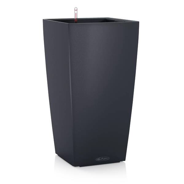 22" gray cubico outdoor planter with water reservoir - Bed Bath ...