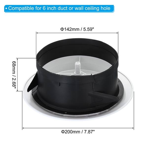 6" Round Air Vent Adjustable Ceiling Diffuser Grill Louver Soffit Vent ...