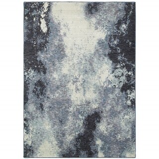 HomeRoots 8' X 10' Navy And Ivory Abstract Power Loom Stain Resistant ...