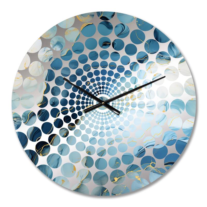 Designart "Zen Blue And White Marble" Blue Marble Clocks Glam Wall ...