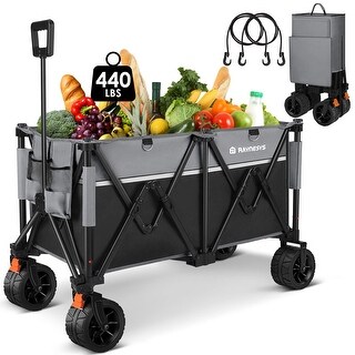 Collapsible Wagons Heavy Duty 440 lbs Folding Beach Carts w/ All ...
