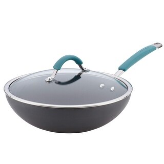 Cucina Hard Anodized Nonstick Wok Pan with Lid, 11-Inch Covered Stir ...