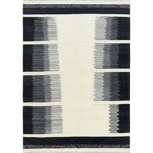Shahbanu Rugs Avant-Garde Design With Open Field Flat Weave Kilim Pure ...