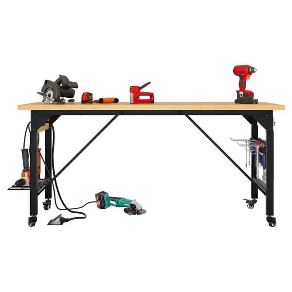 Moasis Adjustable Height Work Bench Table with Power Outlets - Bed Bath ...