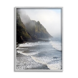 Stupell Cliffside Sea Waves Landscape Framed Giclee Art Design by Alan ...