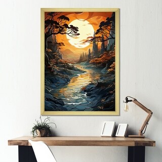 Designart "Sunrise Capturing Serenity Papercut" Sunrisesunset Framed ...