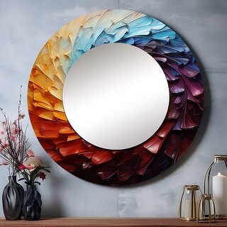 Designart "Rhythmic Pulse I" Abstract Wall Mounted Round Large Mirror ...