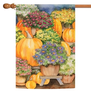 Pumpkins and Mums Fall Harvest Outdoor House Flag 40" x 28" - Bed Bath ...