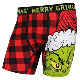 Grinch Boxers Dr. Seuss Men's Grinch Santa Merry Grinchmas Holiday ...