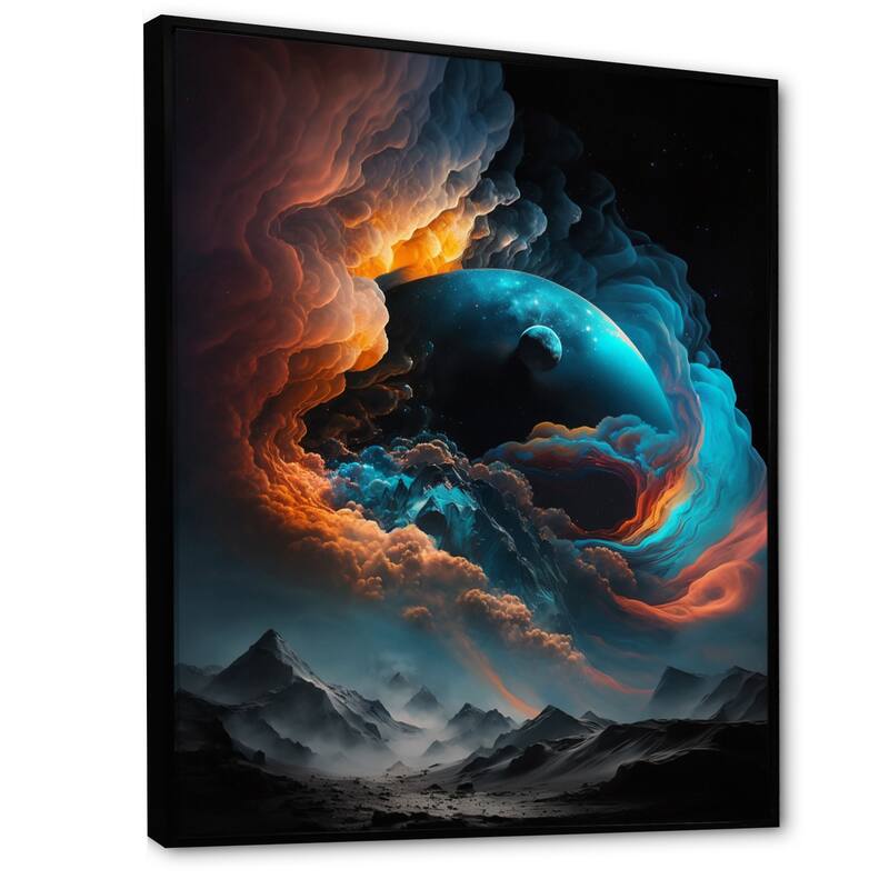 Designart "Futuristic Landscape In Space IV" Outer Space Framed Canvas ...