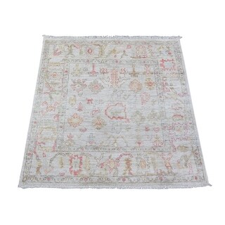 Shoreline Gray, Afghan Oushak with All Over Design, Pure Wool, Natural ...