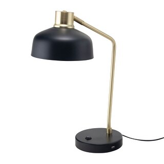V-Light 20 inch Black and Gold Adjustable LED Lamp with USB Port - Bed ...