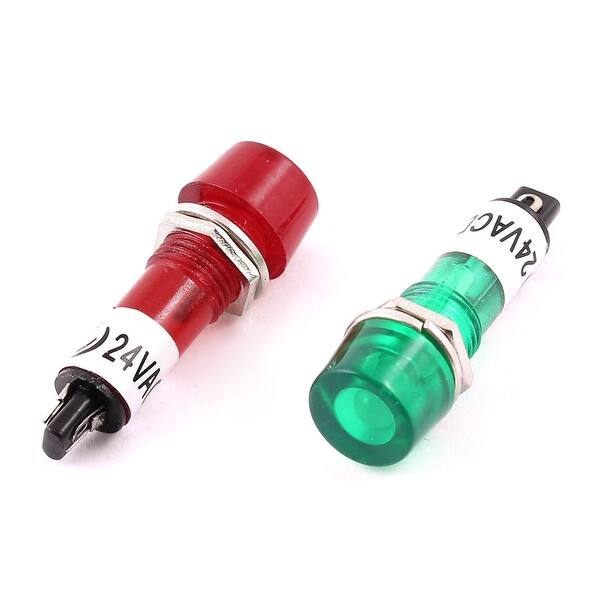 AC/DC 24V Recessed Red Green Signal Indicator Light Pilot Lamp 2 Pcs ...