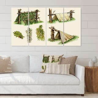 Designart "Nature Survival Shelters" Classic Canvas Wall Art Print ...