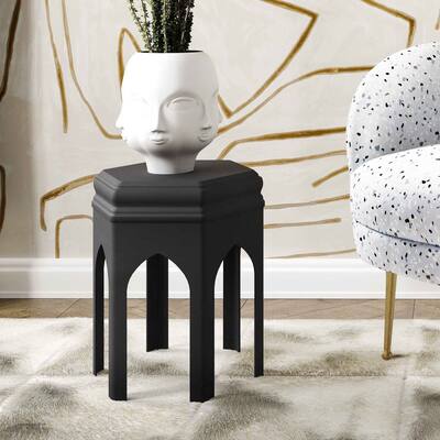 Fes Black Textured Side Table - Overstock - 30334290