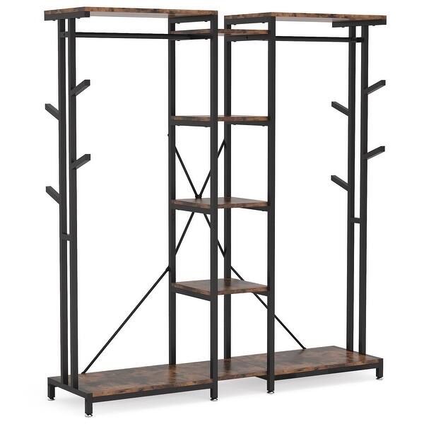 Large Free-Standing Closet Organizer Garment Rack with Hook and Shelf ...