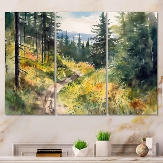 Designart "Little Road In Mountain Landscape VIII" Forest Canvas Wall ...