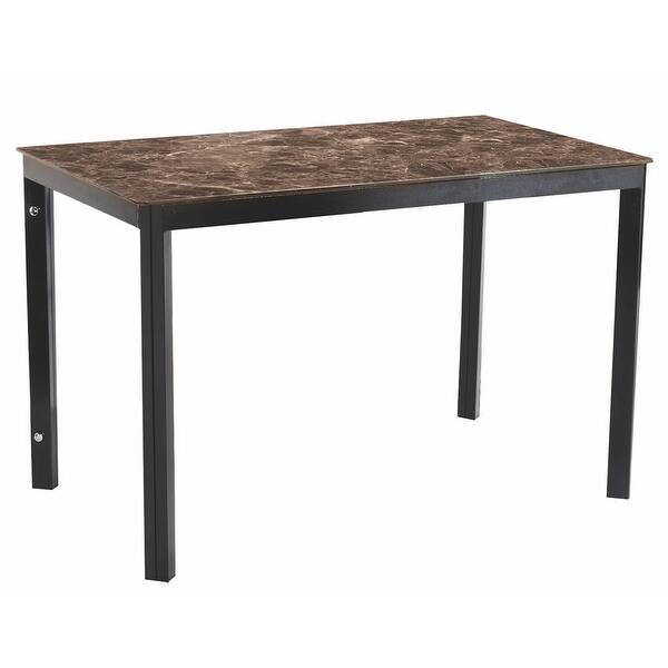 Titanic Furniture Garry Glass Top Dining Table with Brown Marble ...