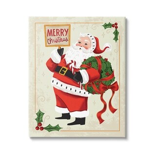 Stupell Vintage Merry Christmas Santa Canvas Wall Art, Design by ...