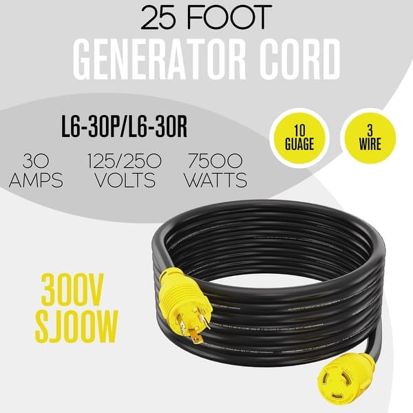 Generator Extension Cord, Electric Wire, 3 Prong, 30 Amp, 250 Volt, 25 ...