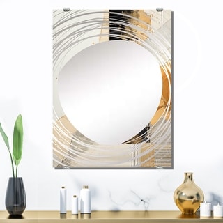 Designart "Grey And Gold Sunset Collage IV" Abstract Collages Mirror ...
