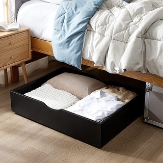 MUSEHOMEINC Upholstered Solid Wood Under Bed Storage Organizer Drawer ...