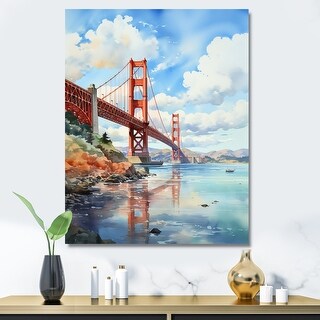 Designart "Blue Bridge Architectural Marvel III" Bridges Wall Decor ...