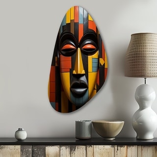 Designart - African Tribal Mask Kente II - African Tribal Metal Wall ...