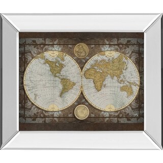World Map Mirror-Framed Wall Art 26" x 22" - Bed Bath & Beyond - 32130558