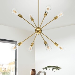 YANSUN 8-Light Gold Sputnik Ceiling Light Fixture, Modern, Industrial ...