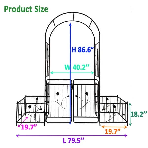 Metal Garden Arch with Gate and Planter Box Heavy-Duty Arbor Trellis ...
