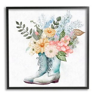 Stupell Garden Boot Mixed Flower Bouquet Framed Giclee Art by Ziwei Li ...