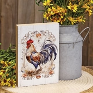 Floral Framed Rooster Block - 8undefined high by 5.5undefined wide by ...
