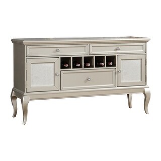 3 Drawer Wooden Server with 5 Wine Bottle Rack and Cabriole Legs ...