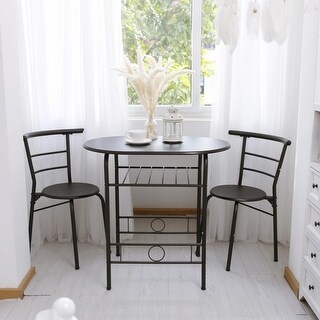 Couples dining table set of 3 with metal frame and shelf storage - Bed ...