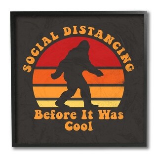 Stupell Bigfoot Social Distancing Mythical Pun Red Brown Framed Wall ...