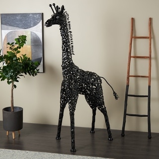Black Metal Indoor Outdoor Tall Giraffe Decorative Garden Sculpture ...