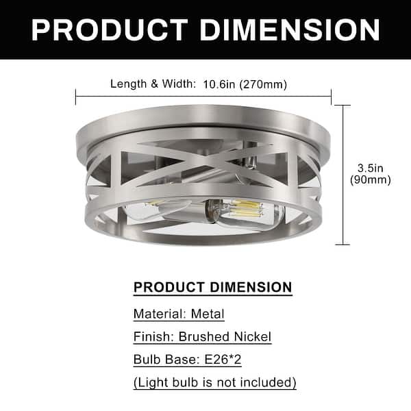 1/2pcs Industrial Flush Mount Ceiling Light,Modern 2-Light Ceiling ...