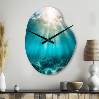 Designart - Underwater Coral IV - Coastal Large Wall Clock in Pear ...